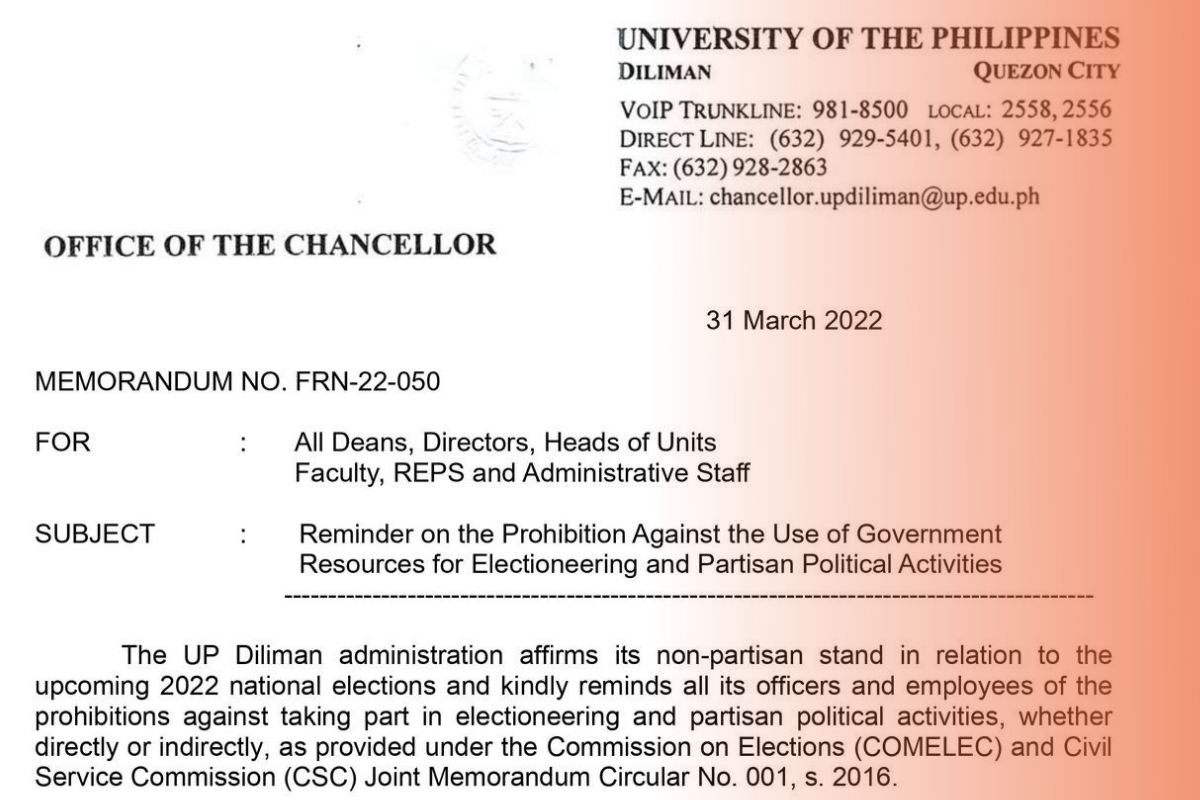 UP DILIMAN TO EMPLOYEES: AVOID ELECTIONEERING - The POST