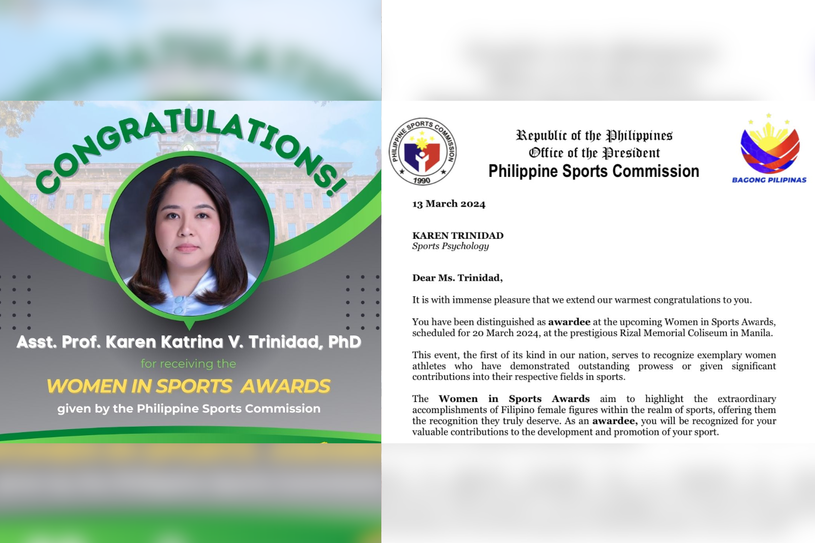 UST PROF GETS SPECIAL AWARD IN SPORT PSYCHOLOGY - The POST